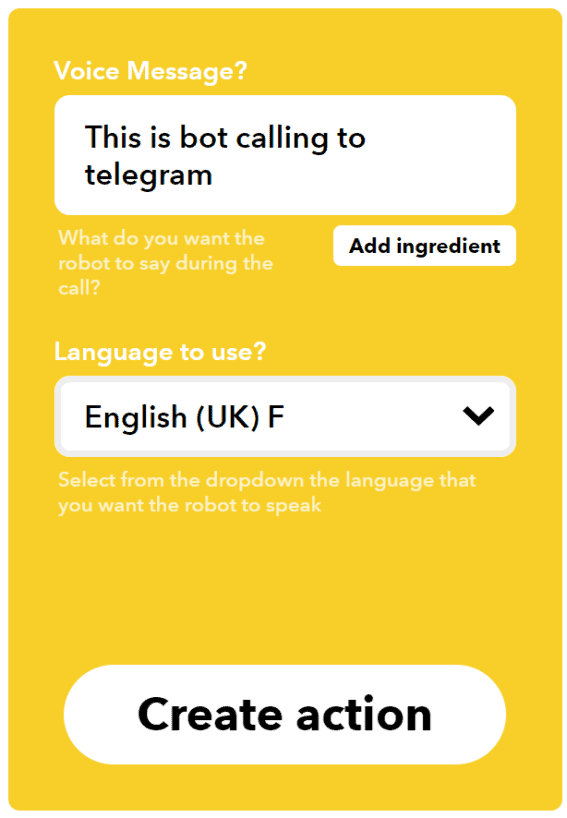 IFTTT Service for Telegram Phone Calls - CallMeBot API
